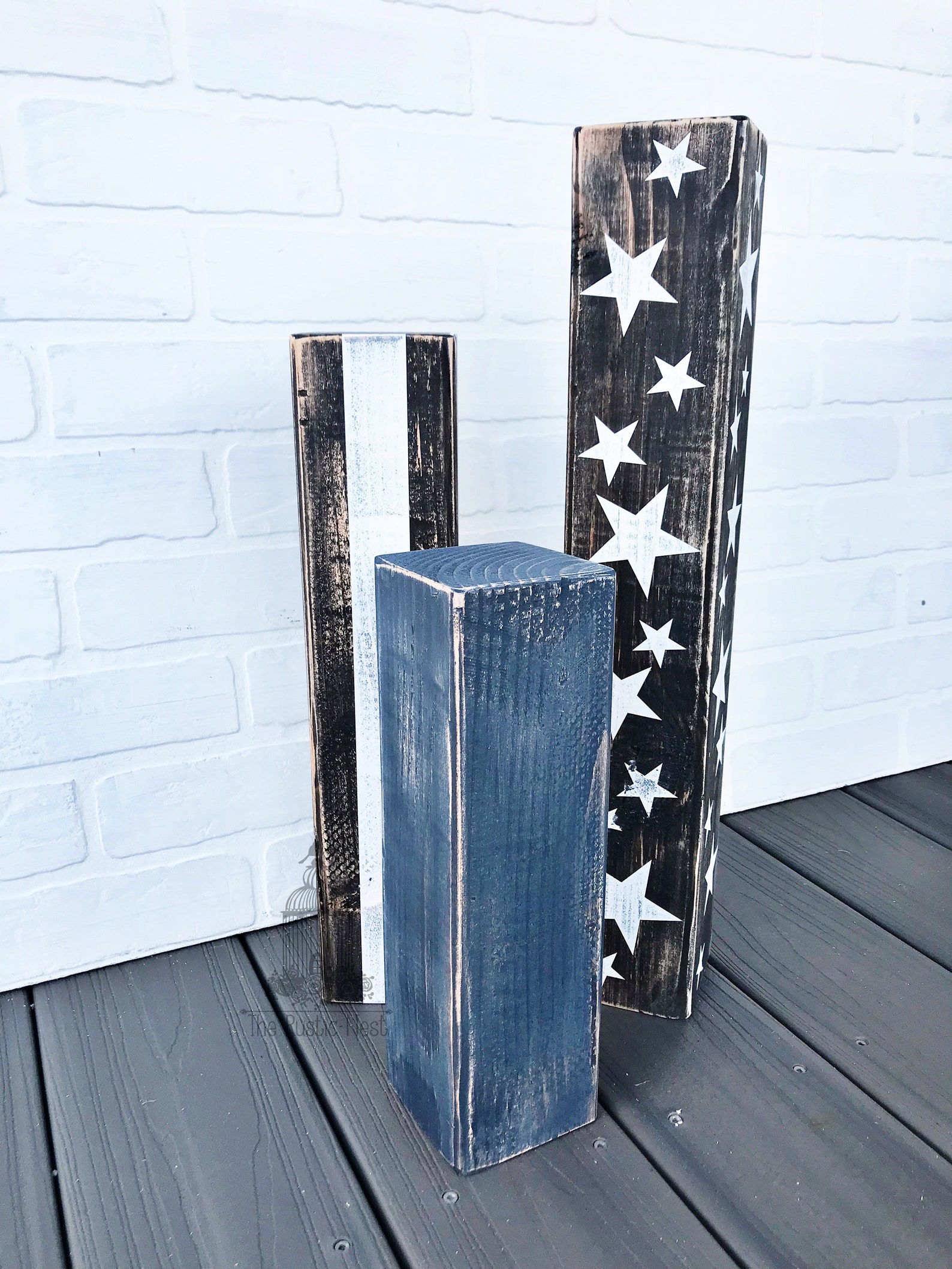 Thin Blue Line Porch Blocks Thin Blue Line Wood Sign Thin - Etsy