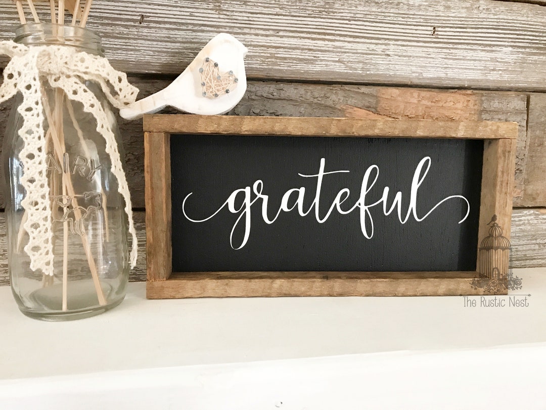 Rustic Grateful Sign Framed in Lath - Etsy