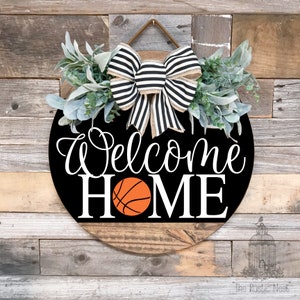PAINTED Front Door Sign Welcome HOME Baseball Sign Baseball Front Door ...