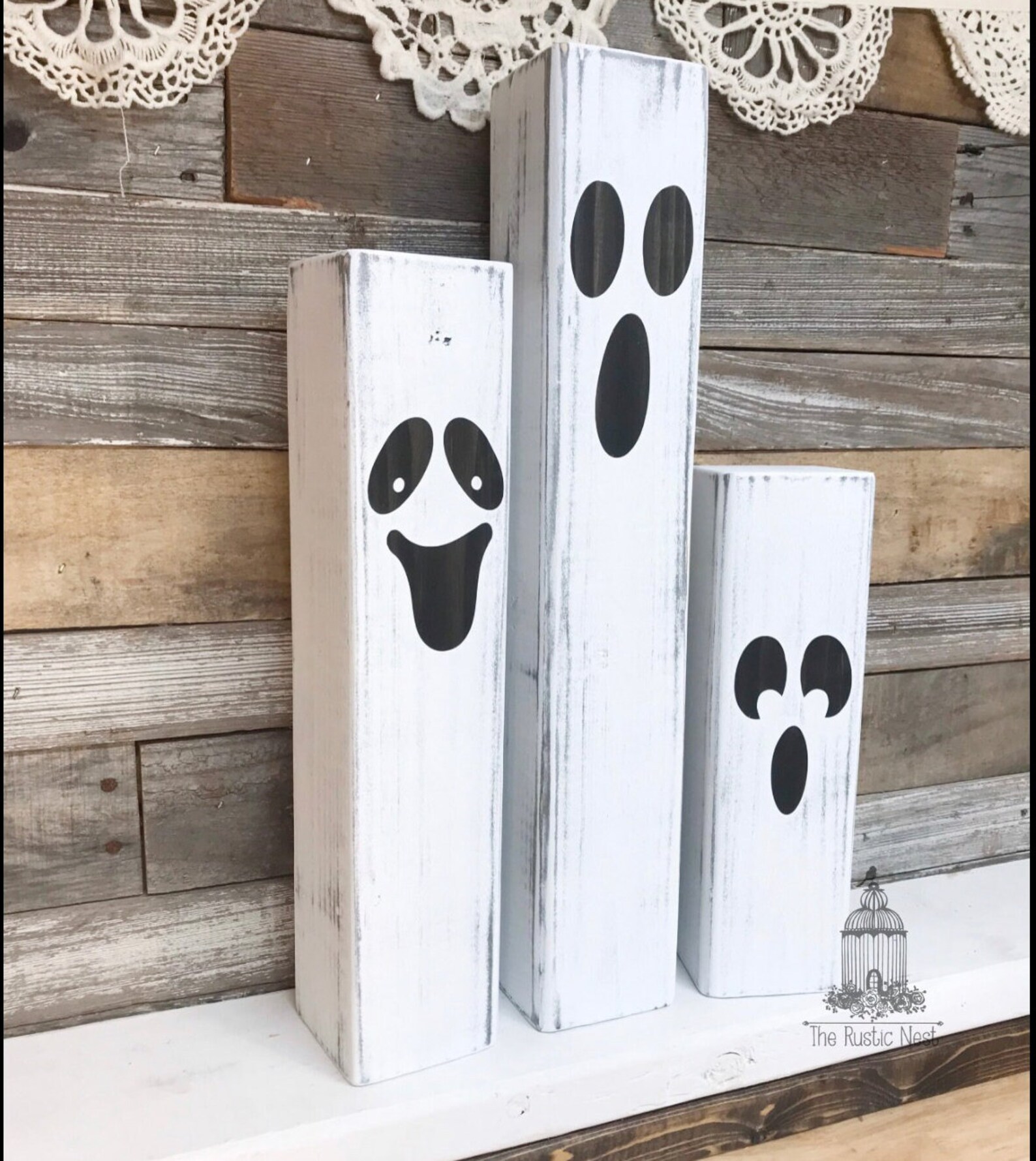 Halloween Ghost Porch Blocks: Distressed Wood Halloween Decor - Etsy
