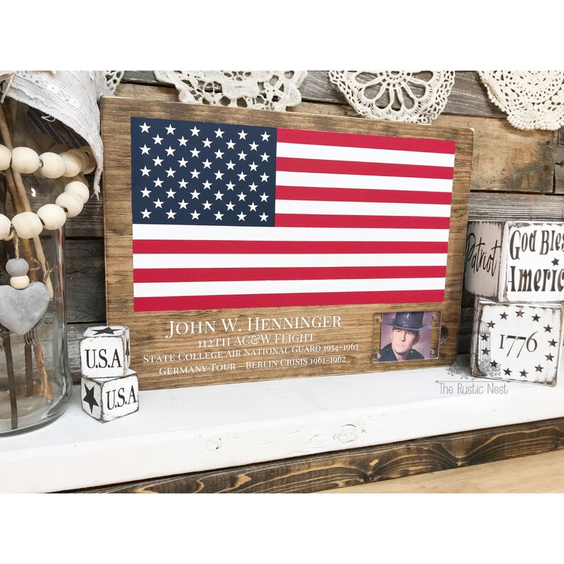 American Flag Veteran Tribute Sign Personalized Military - Etsy