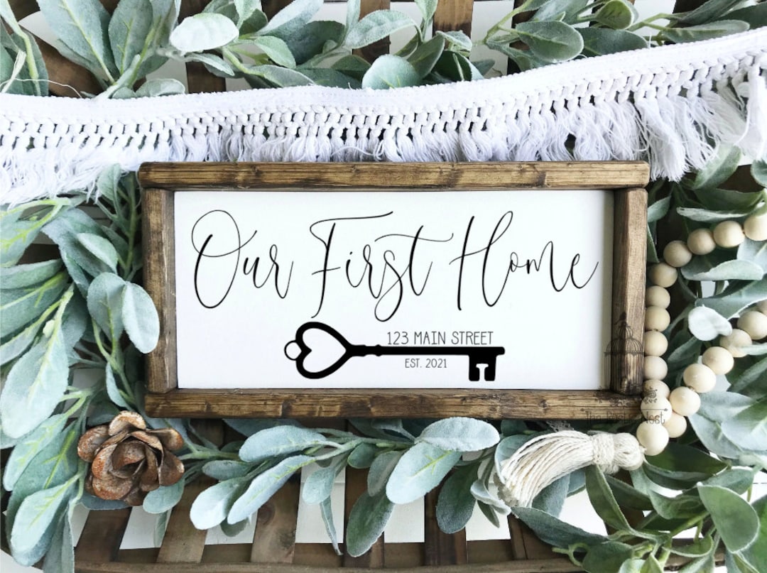 First Home Sign: Rustic Wood Frame, Realtor Closing Gift - Etsy