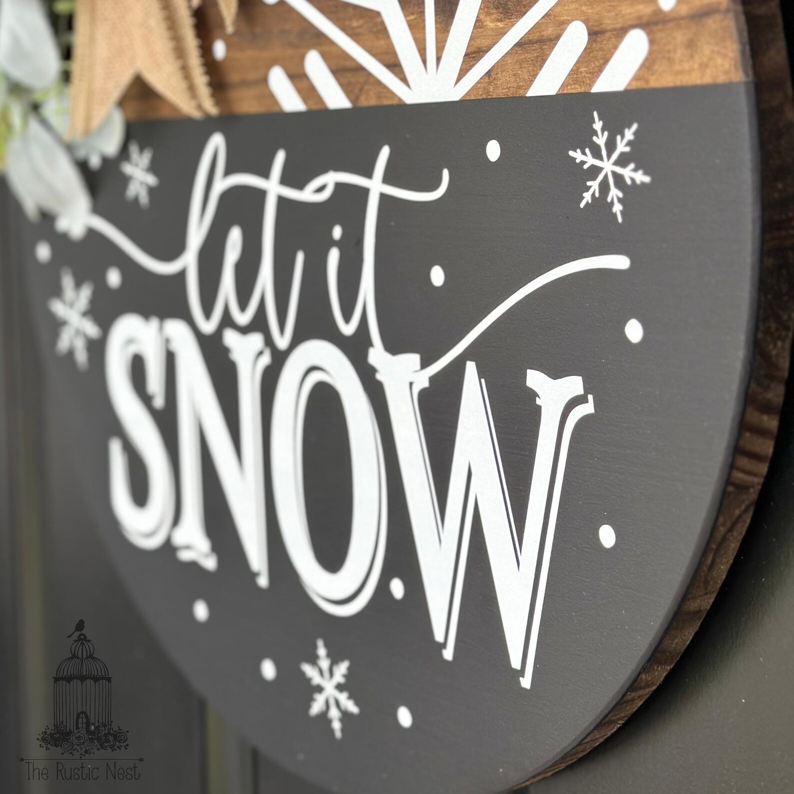 Painted 'let It Snow' Winter Door Sign: Round Snowflake Door Hanger - Etsy