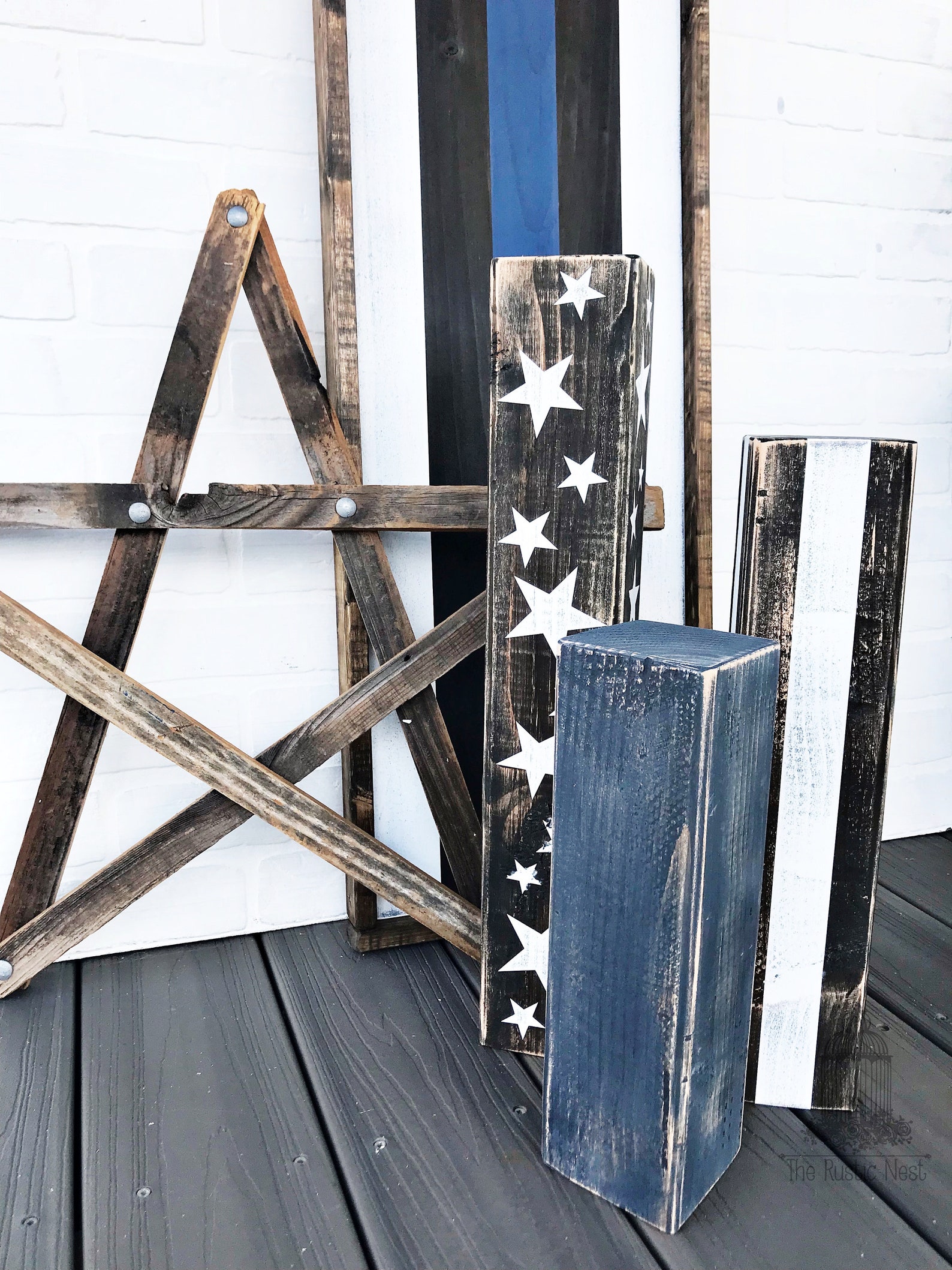 Thin Blue Line Porch Blocks Thin Blue Line Wood Sign Thin - Etsy