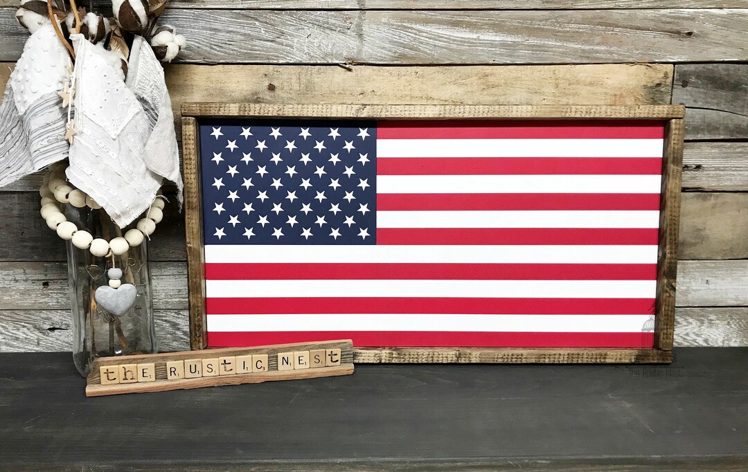 American Flag Sign | Wooden American Flag Sign | 4th of July Decor ...