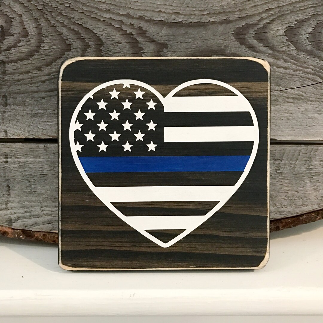 Thin Blue Line Heart Sign | Thin Blue Line Wood Sign | Thin Blue Line ...