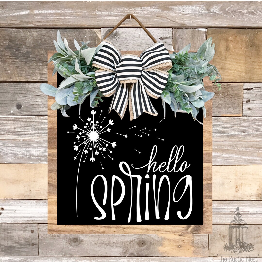 Hello Spring Painted Door Sign: Rustic Farmhouse Decor - Etsy