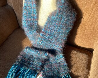 Dark Teal Scarf / Handwoven Scarf / Merino Wool Scarf / Winter - Etsy