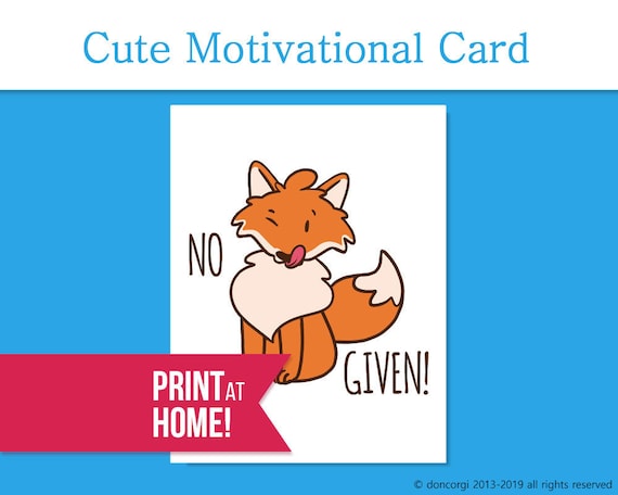 Printable Card No Fox Given Funny Fox Card Zero Fox Given | Etsy