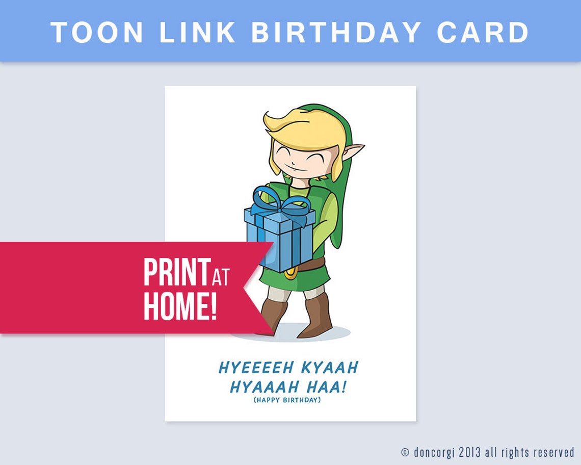 Printable Legend of Zelda Birthday Card | Digital Card | Happy Birthday ...