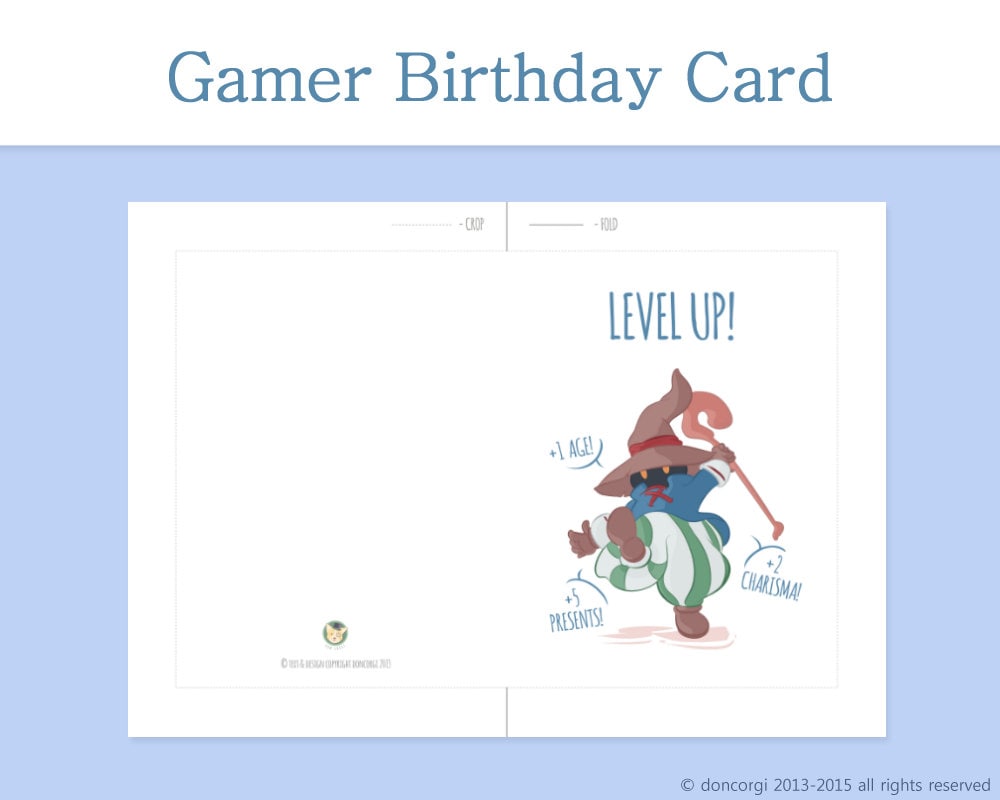 Printable Card | Level up Birthday Card | Gamer Birthday Card | Final ...