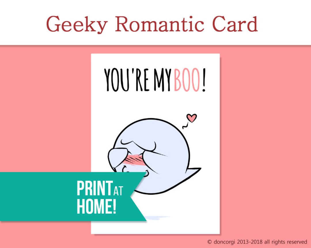 Romantic Super Mario Card | You're My Boo | Printable Valentines Card ...