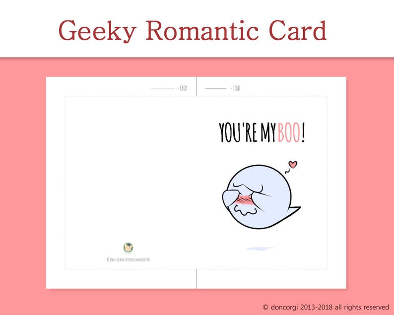 Romantic Super Mario Card | You're My Boo | Printable Valentines Card ...