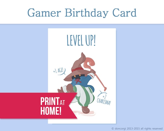 Printable Card Level up Birthday Card Gamer Birthday Card | Etsy