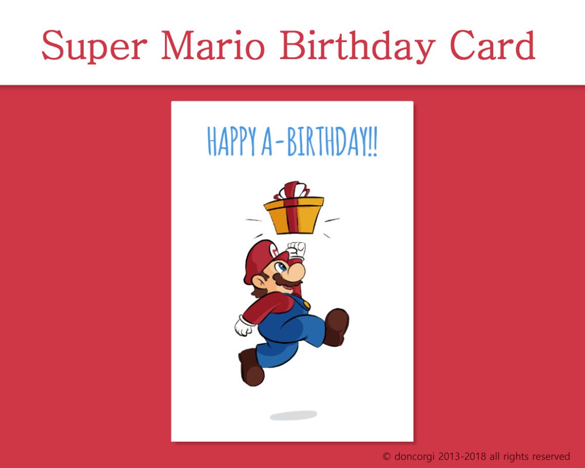 Printable Super Mario Birthday Card | Greeting Cards | Digital Card ...