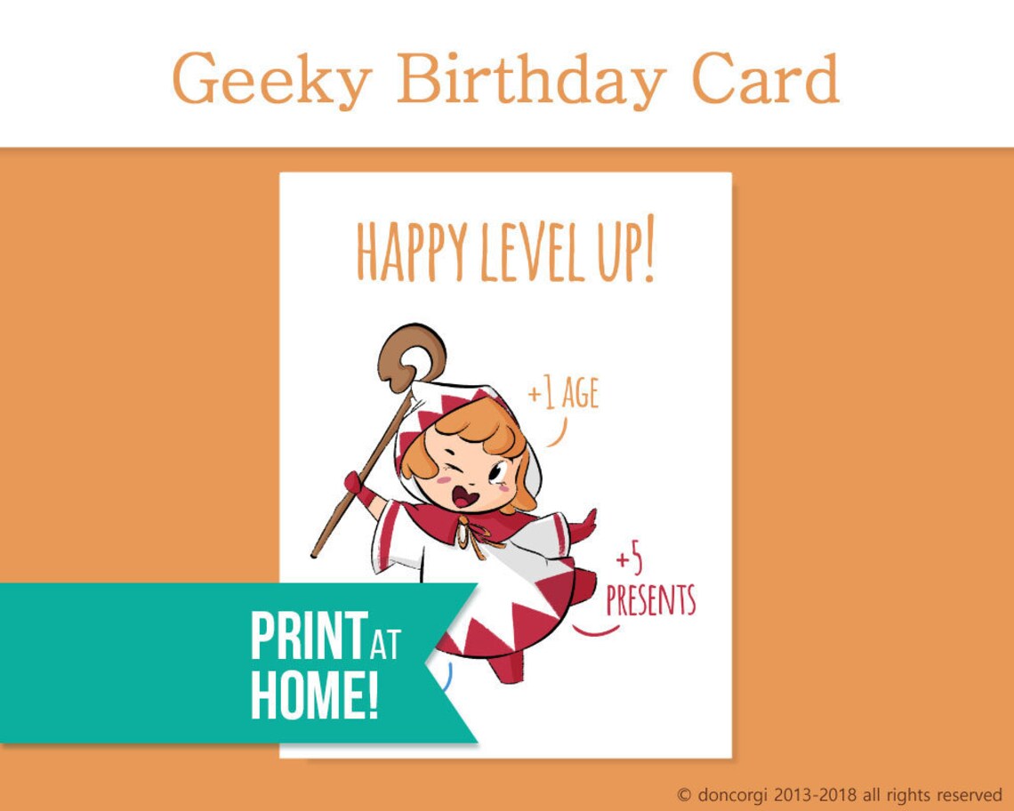 Printable Level up Birthday Card Funny Birthday Card Girlfriend Nerdy ...