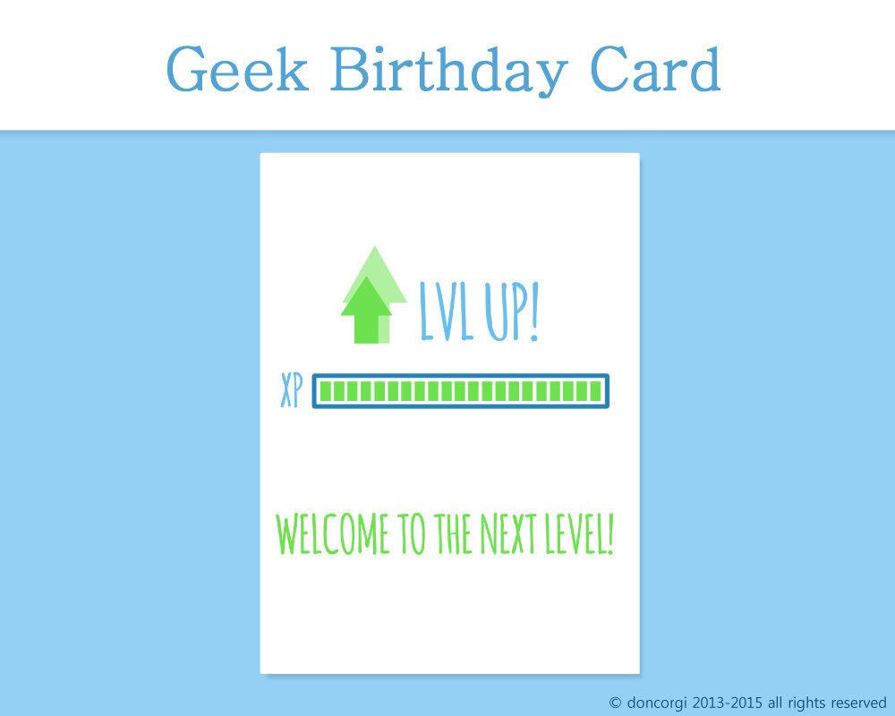 Level up Card | Gamer Birthday Card | Funny Birthday Card | Final ...