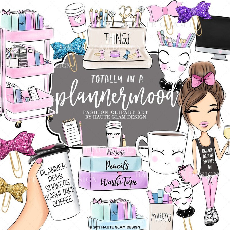 Planner Girl Clipart - Etsy