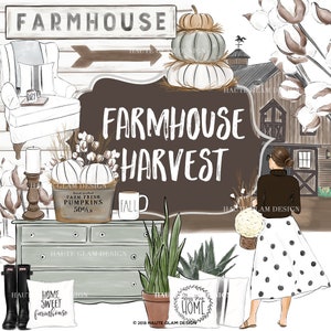 Farmhouse Harvest Clipart, Autumn Fall Thanksgiving, Farmhouse ...