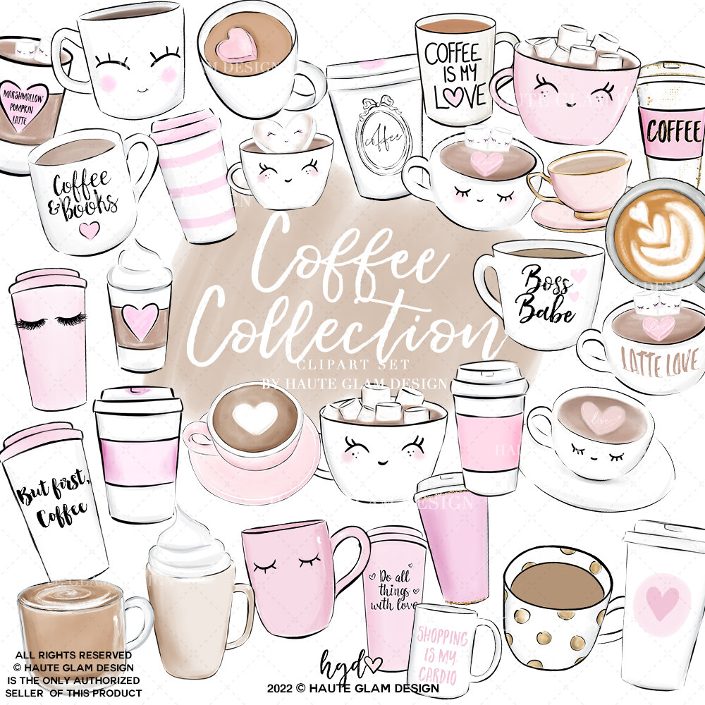 Coffee Clipart Set Cute Coffees Coffee Icons Hand Drawn - Etsy
