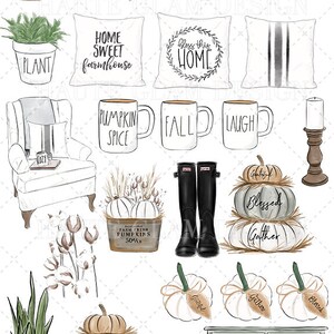 Farmhouse Harvest Clipart, Autumn Fall Thanksgiving, Farmhouse ...
