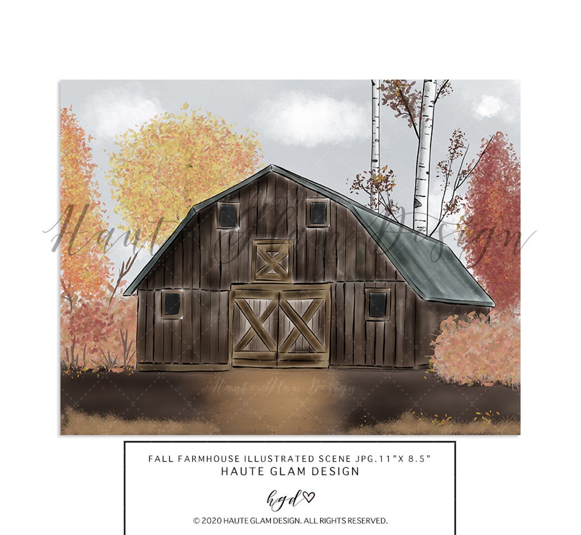 Fall Farmhouse Clipart Set Autumn Fall Thanksgiving Clip Art - Etsy