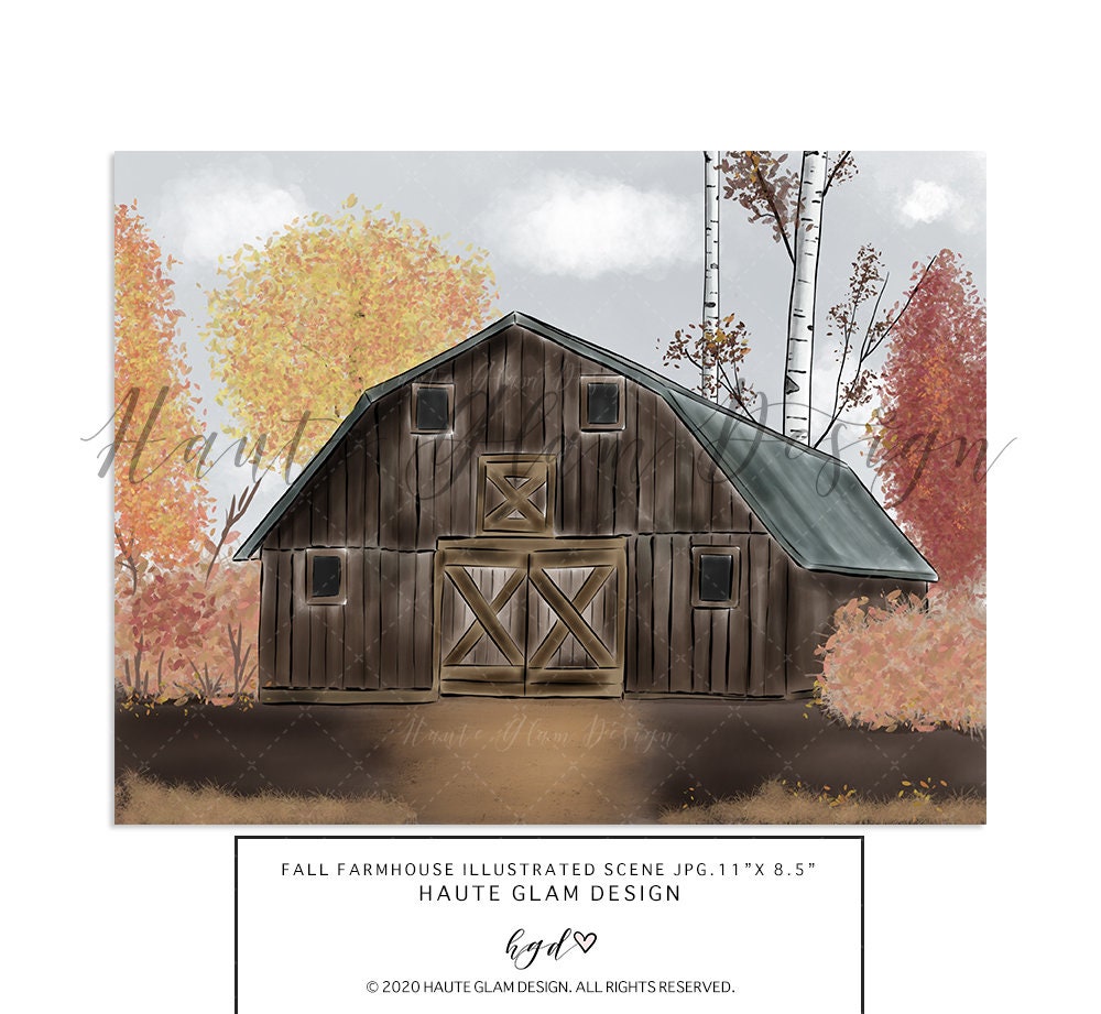 Fall Farmhouse Clipart Set Autumn Fall Thanksgiving Clip Art - Etsy