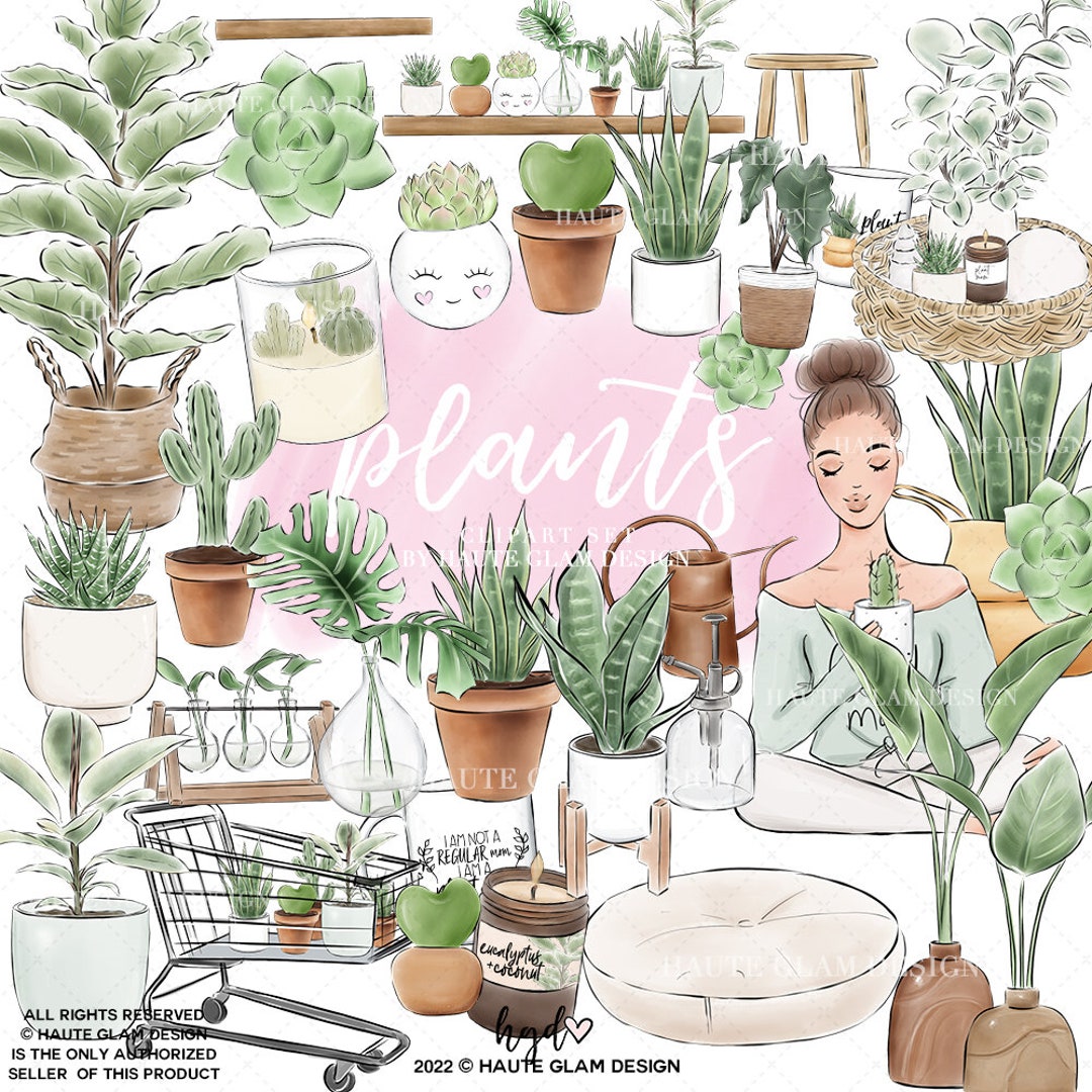Plant Clipart Set, Plants, Succulents, Plant Love Clipart, Plant Lover ...