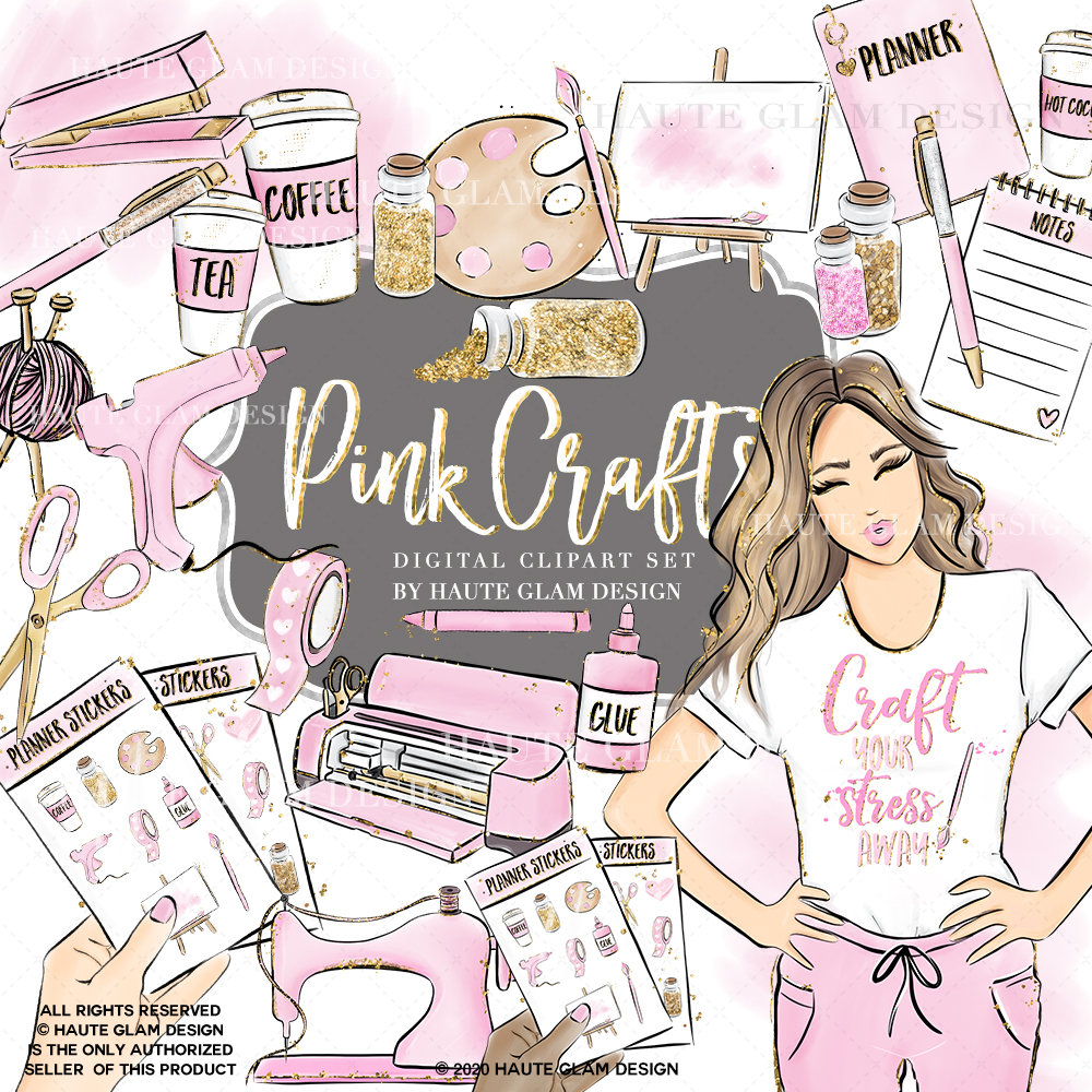 Pink Crafting Clipart Set Planner Clipart Pink Arts and - Etsy Canada