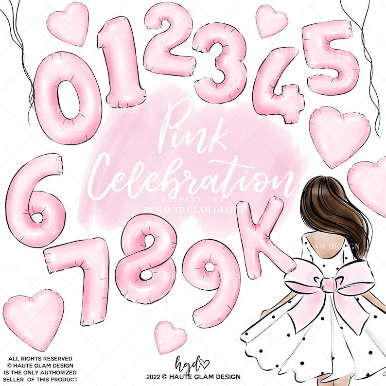 Pink Celebration Clipart Set Pink Balloons Clipart Birthday - Etsy