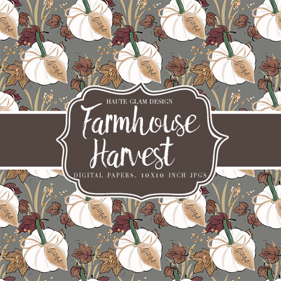 Farmhouse Harvest Digital Paper Set Fall Season Autumn - Etsy