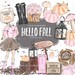 Hello Fall Clipart Set Fall Fashion Clipart Autumn | Etsy