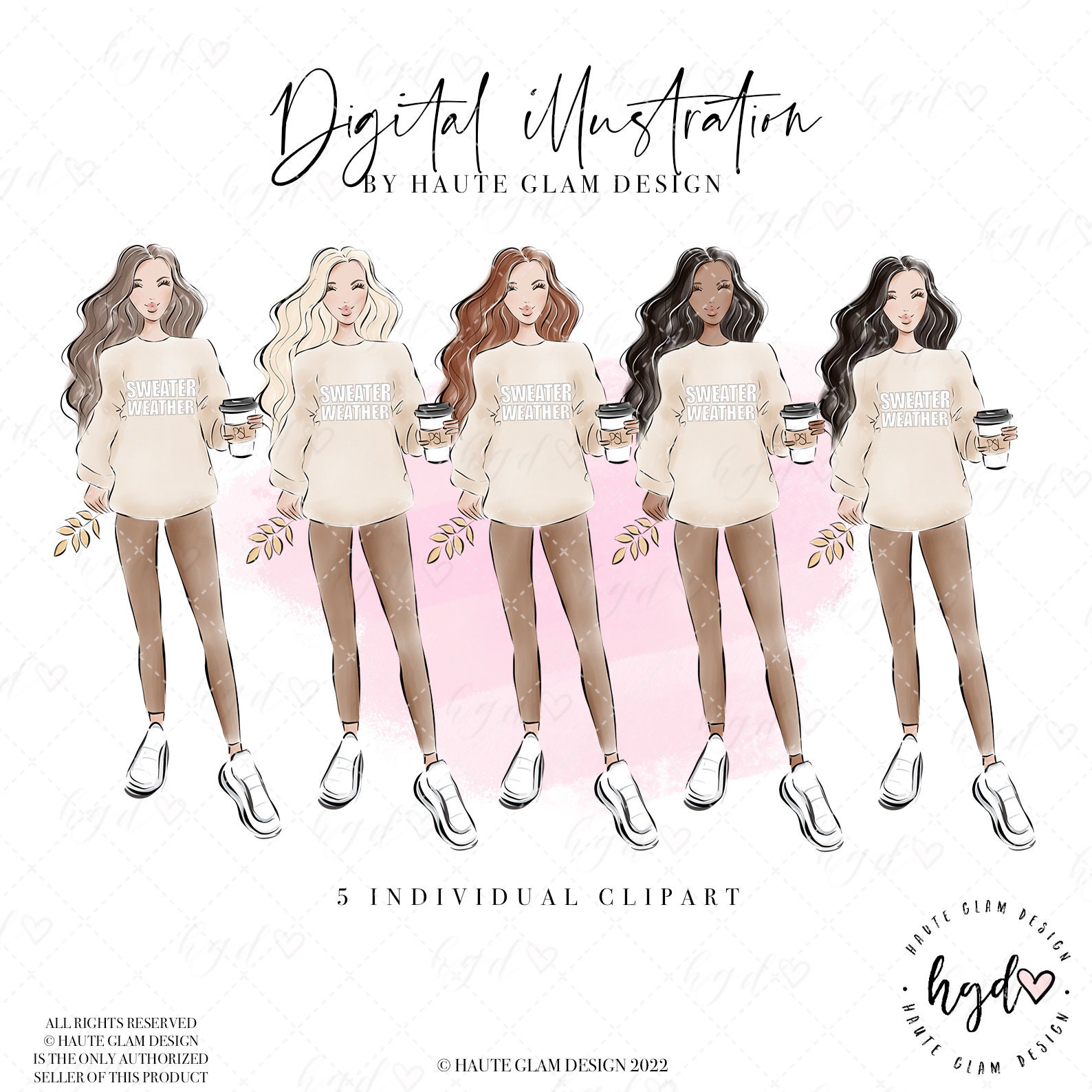 Fashion Illustrated Clipart Sweater Weather Fashion Girl With - Etsy