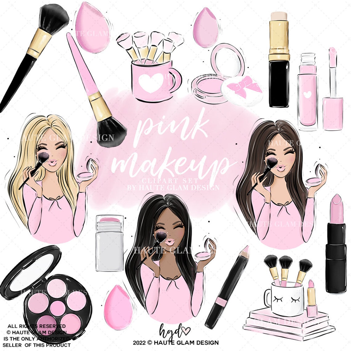 Makeup Clipart Set Pink Makeup Clip Art Set Planner Clipart | Etsy
