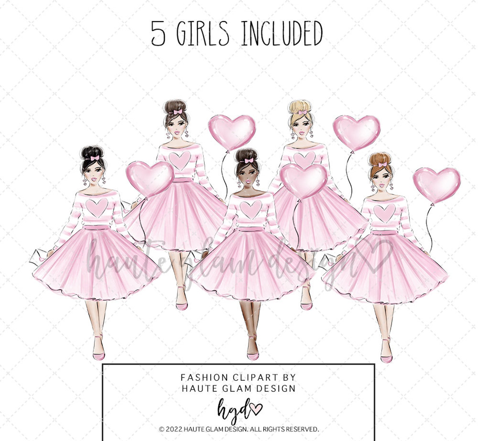 Pink Valentine Clipart Set Valentine Day Clip Art Xoxo | Etsy