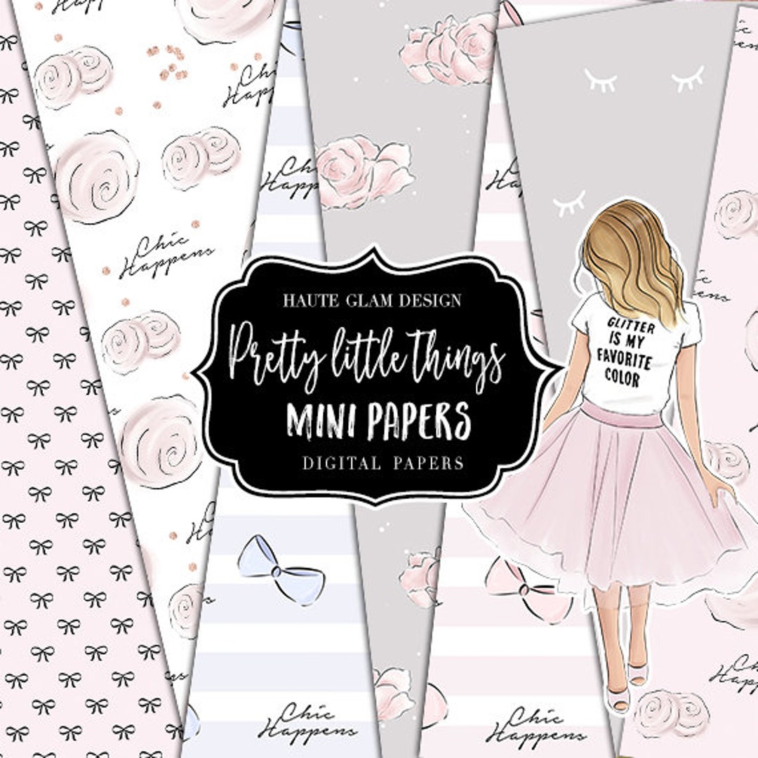 Pretty Little Things Mini Digital Papers Feminine Backgrounds Lashes ...
