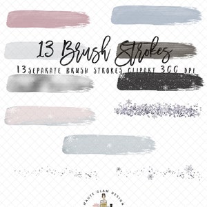 Winter Brush Strokes Clip Art, Paint Strokes, Glitter Snowflakes ...