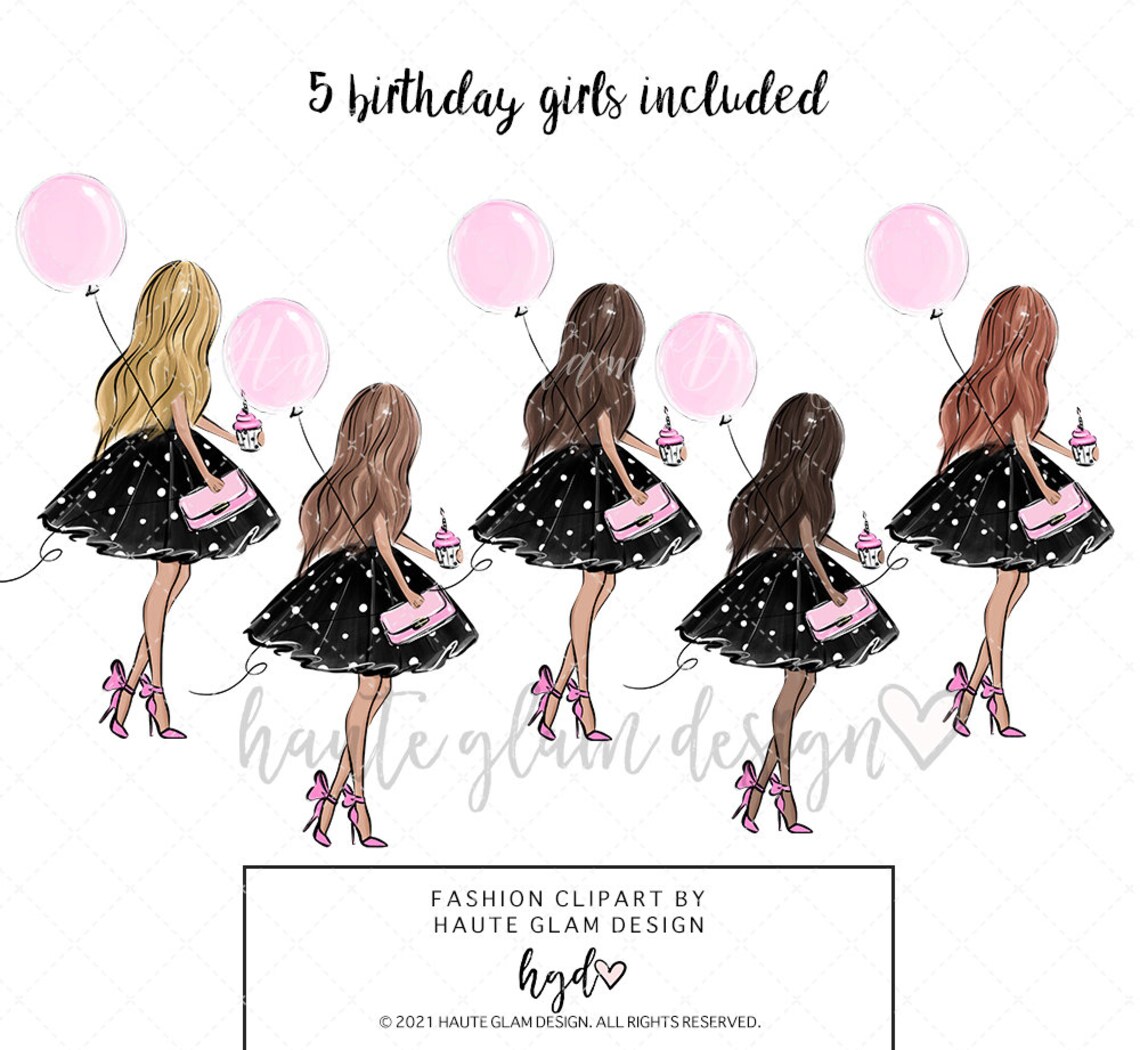 Birthday Digital Clipart Set Pink Birthday Glam Birthday - Etsy Canada