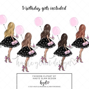 Birthday Digital Clipart Set, Pink Birthday, Glam Birthday Party ...