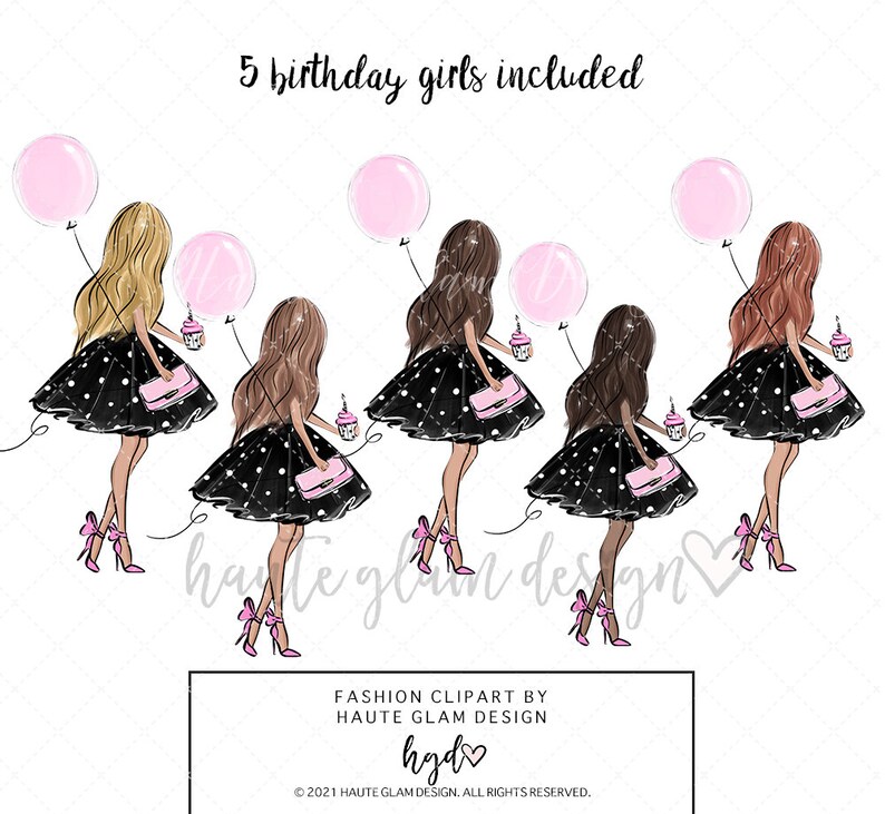 Birthday Digital Clipart Set Pink Birthday Glam Birthday | Etsy Canada