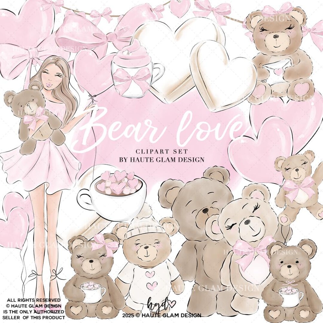 Bear Love Valentine Clipart, Teddy Bears, Hot Cocoa, Hearts ...