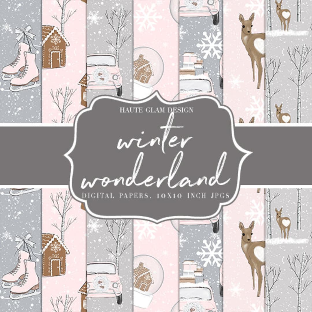 Winter Wonderland Digital Papers, Winter Papers, Snow Globes, Birch ...
