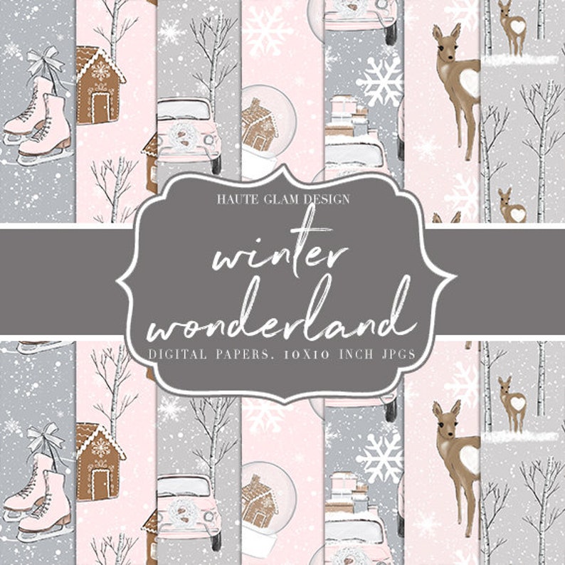 Winter Wonderland Digital Papers Winter Papers Snow Globes - Etsy