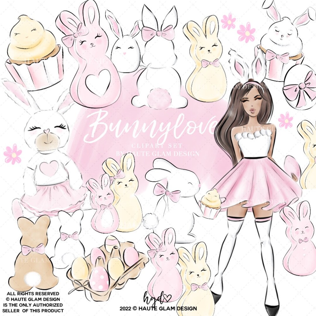 Bunnylove Clipart Set, Bunny Clipart, Easter Clipart, Planner Clipart ...