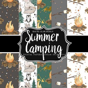 Camping Paper Set Summer Camping Digital Papers Woodland - Etsy Canada
