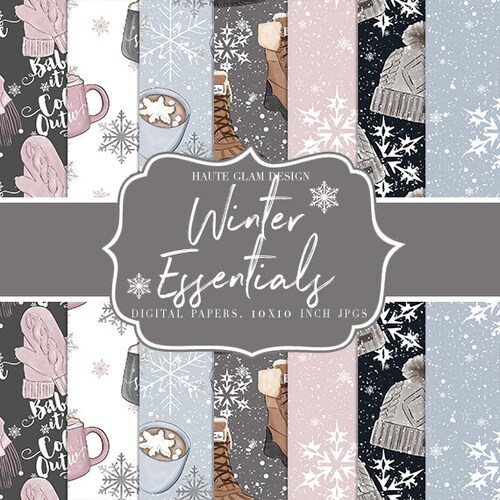 Winter Essentials Digital Paper Set Winter Papers Falling - Etsy