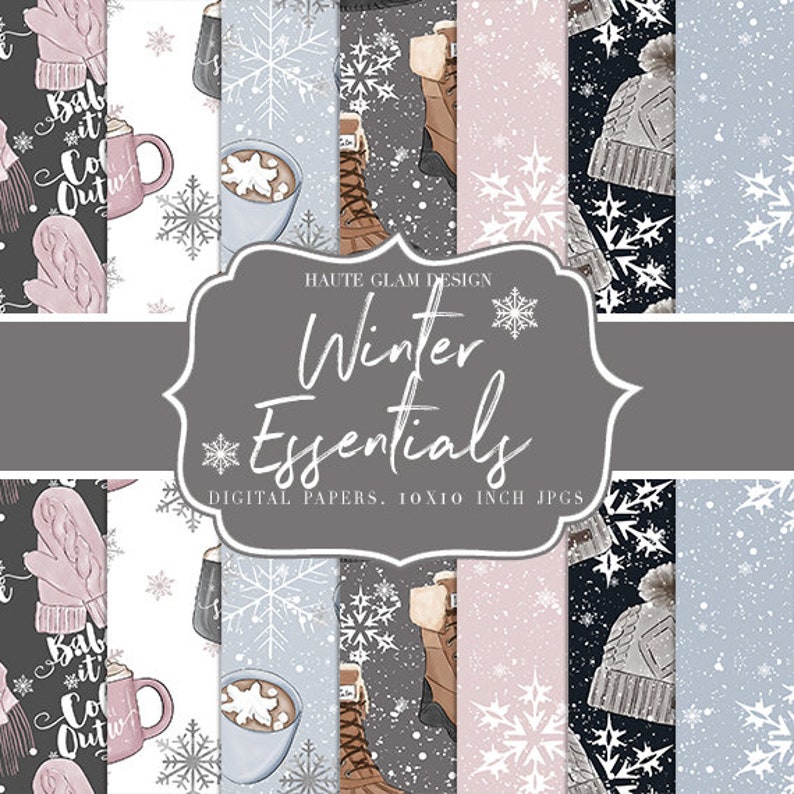 Winter Essentials Digital Paper Set Winter Papers Falling - Etsy