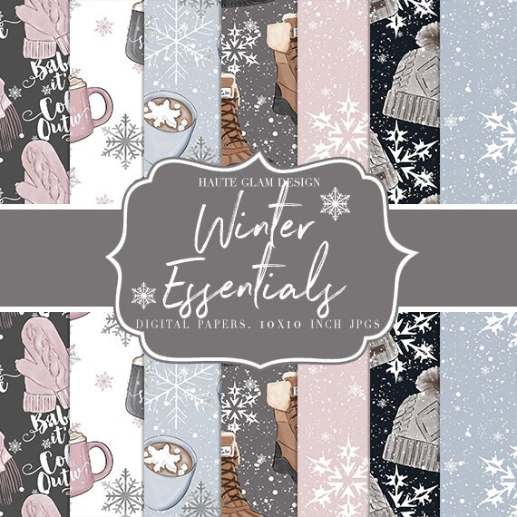Winter Essentials Digital Paper Set Winter Papers Falling | Etsy