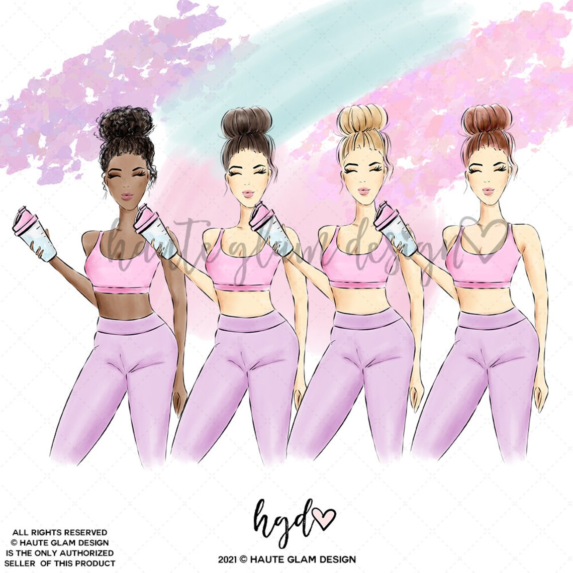 Workout Clipart Fitness Gym Exercise Clipart Fitness Girls - Etsy