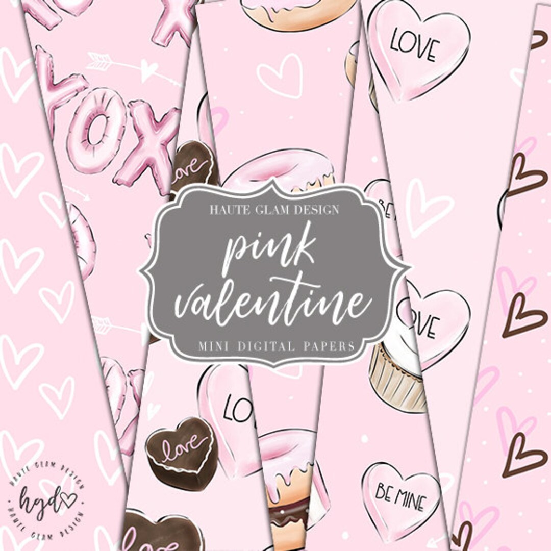 Pink Valentine 6 Digital Papers, Seamless Patterns, Valentines Day ...